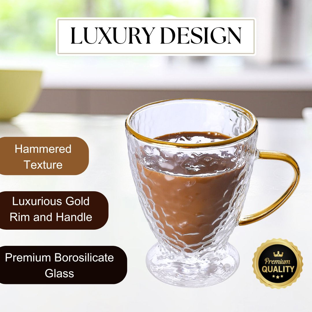 Hammered Double Wall Glass Coffee Cups | Oprah Daily Shop