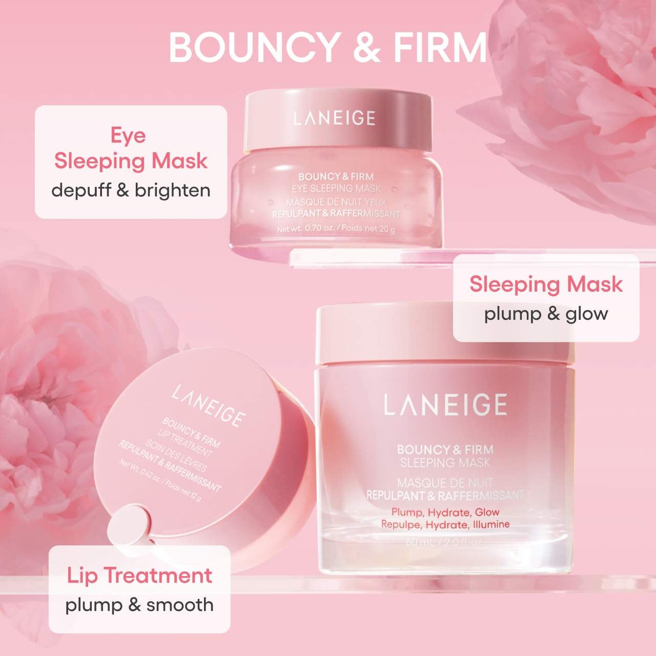 Bouncy & Firm Eye Brightening Sleeping Mask With Peony + Collagen ...